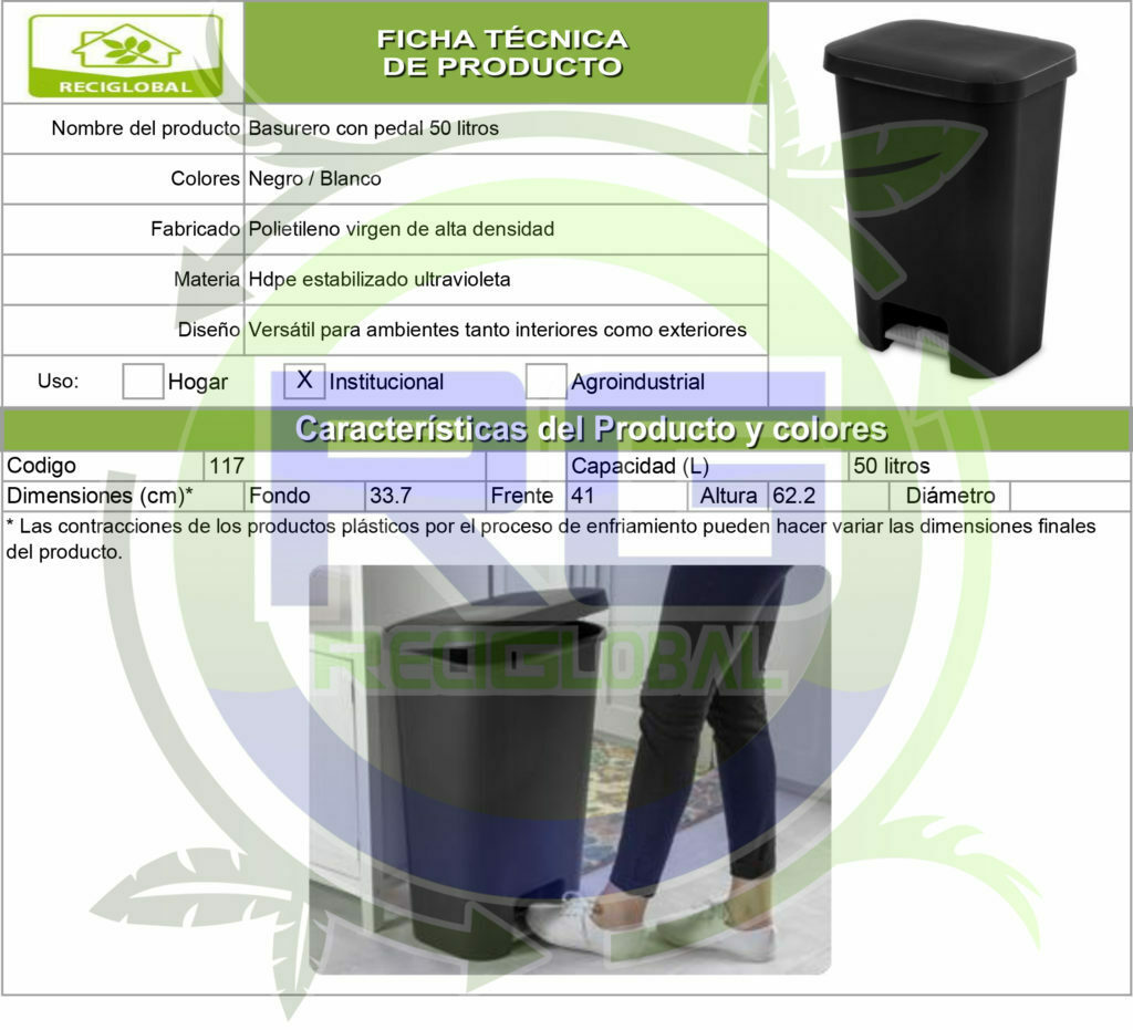 BASURERO CON PEDAL COLOR NEGRO 50 LTS COD.117 – Basureros para ... BASURERO CON PEDAL COLOR NEGRO 50 LTS COD.117 – Basureros para ...