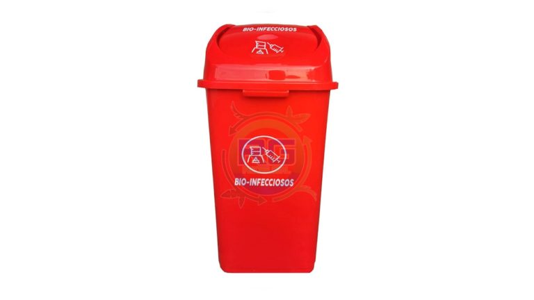BASURERO RIESGO BIOLOGICO 53 LTS TAPA VAIVEN ROJO COD. 66 – Basureros ...